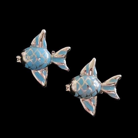 Unbranded | Jewelry | Vintage Scattered Fish Pins Blue Silver Tone ...